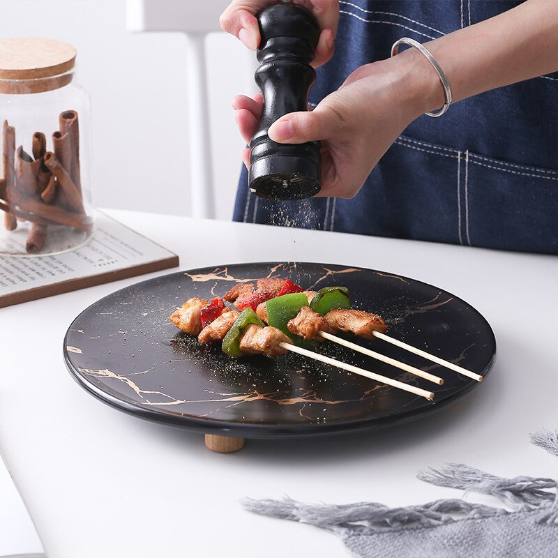 Marbled Gold Ceramic Plate – Vista Modern Living