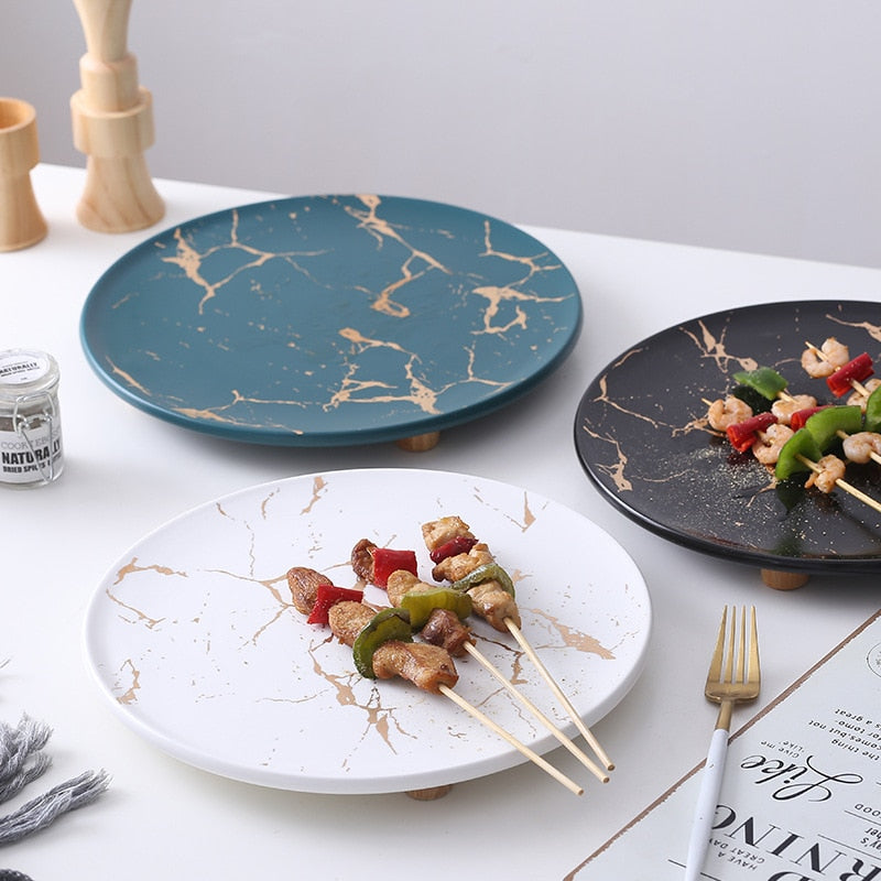 Marbled Gold Ceramic Plate – Vista Modern Living